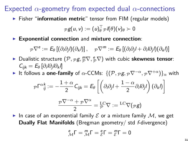 Information geometry: Dualistic manifold structures and their uses | PPT