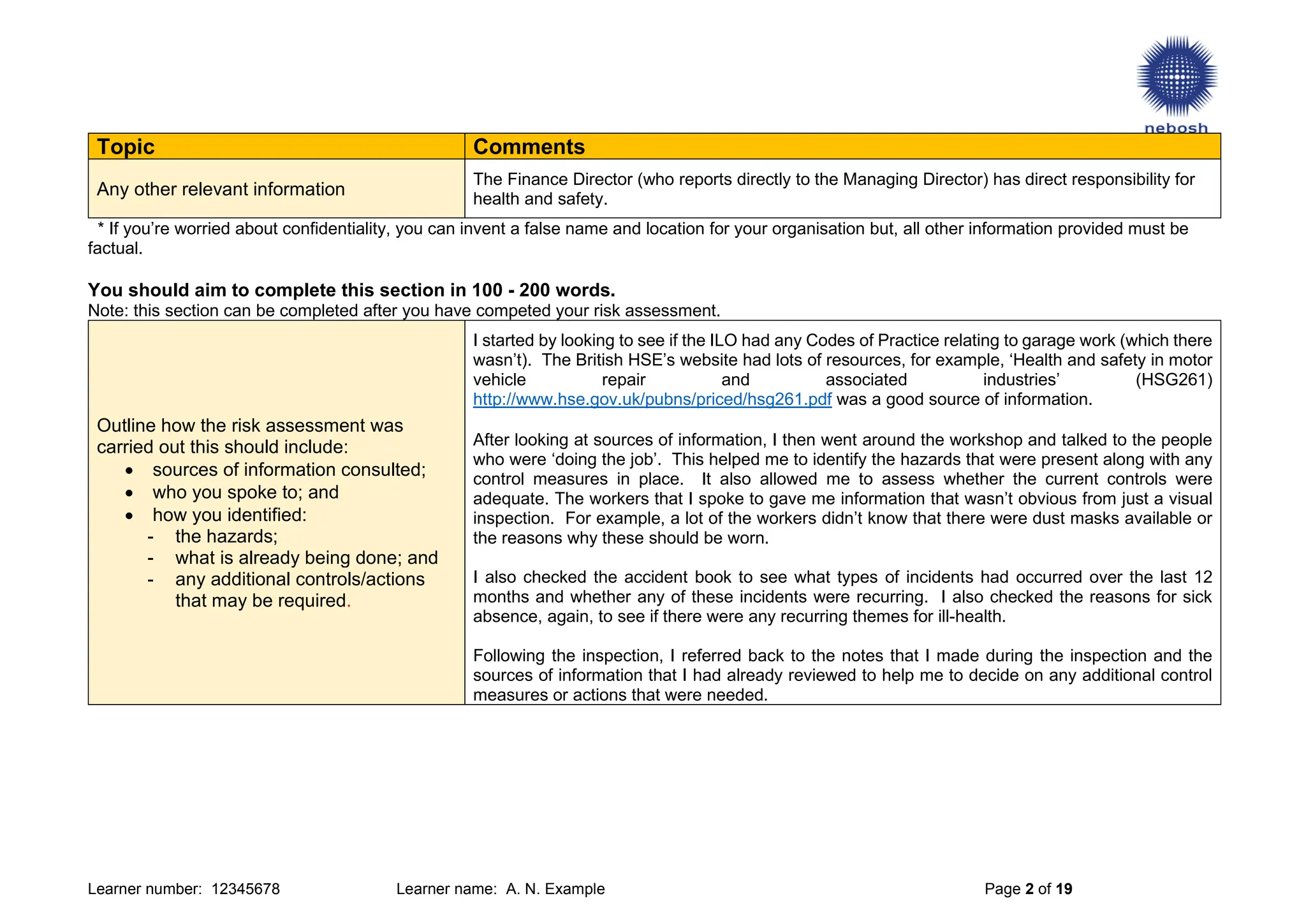 New Syllabus NEBOSH IG-2 -example For reference | PDF