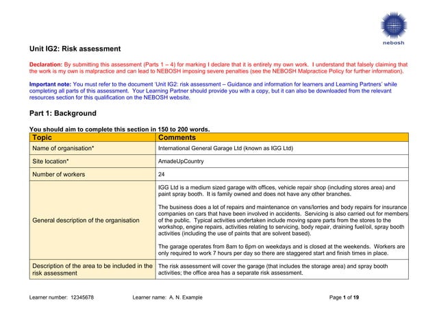New Syllabus NEBOSH IG-2 -example For reference | PDF