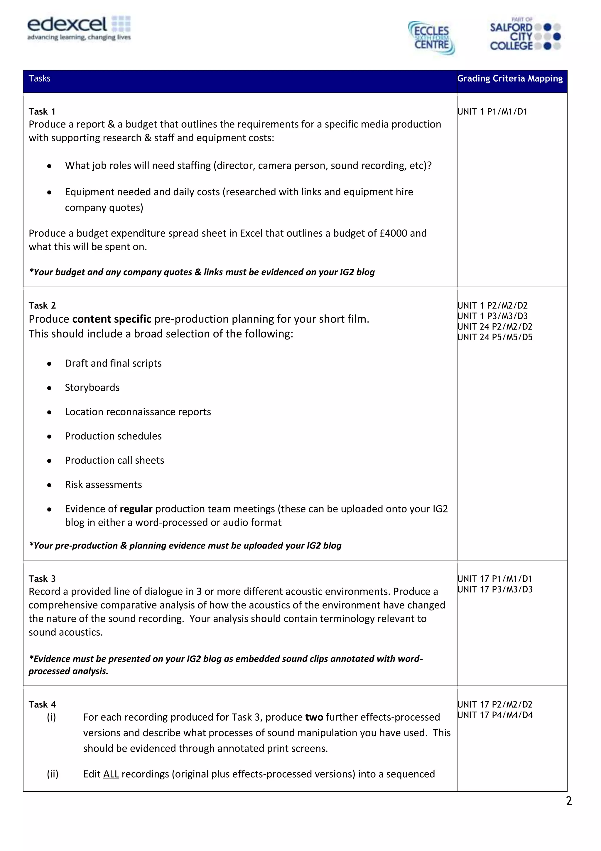 Ig2 assignment brief_updated_27.04.12 | Audio Production | Content ...