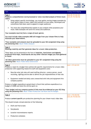 _ig2 music video production assignment 2014 to 2015 | PDF