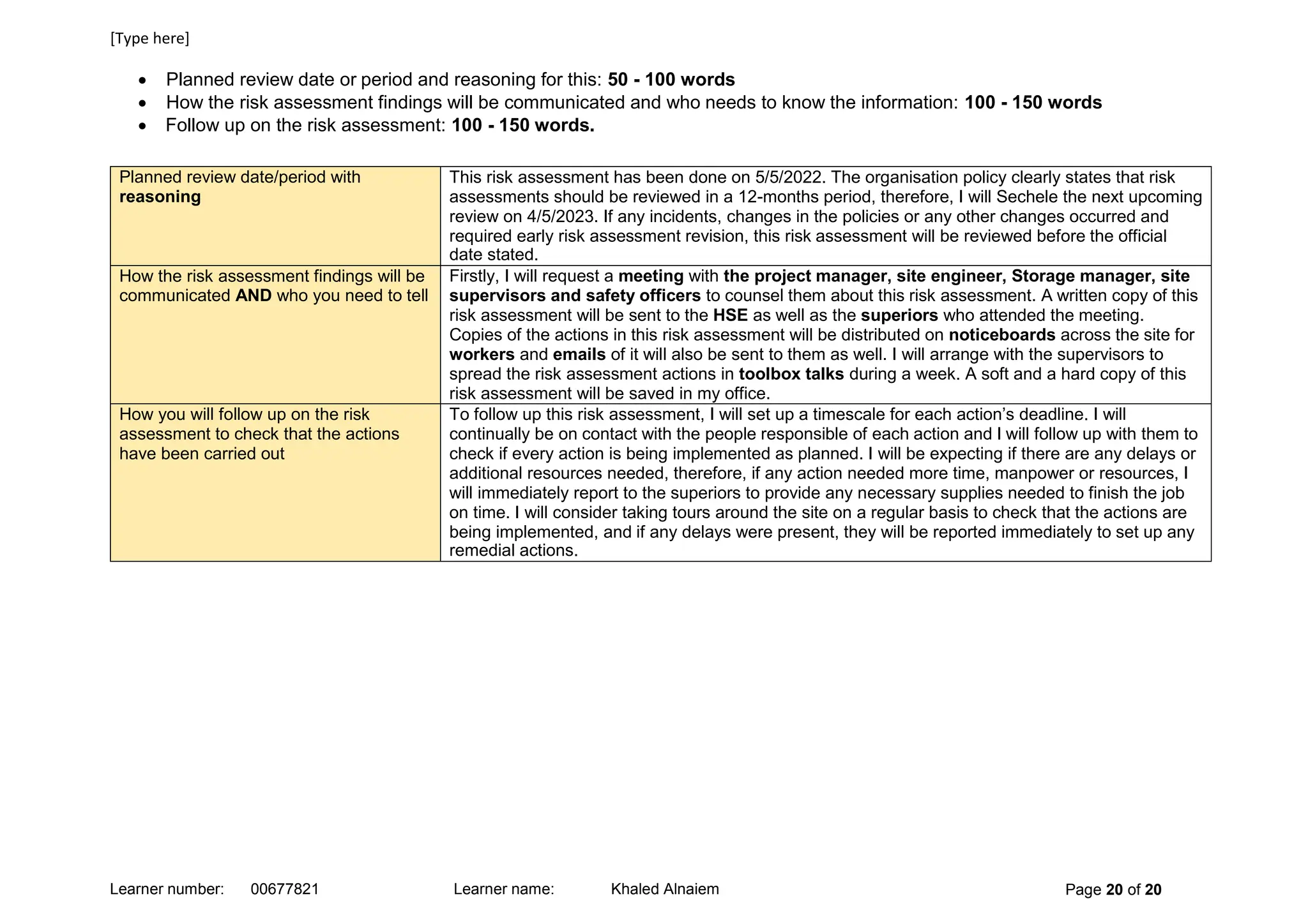 IG2 Risk Assessment.for any copany .docx