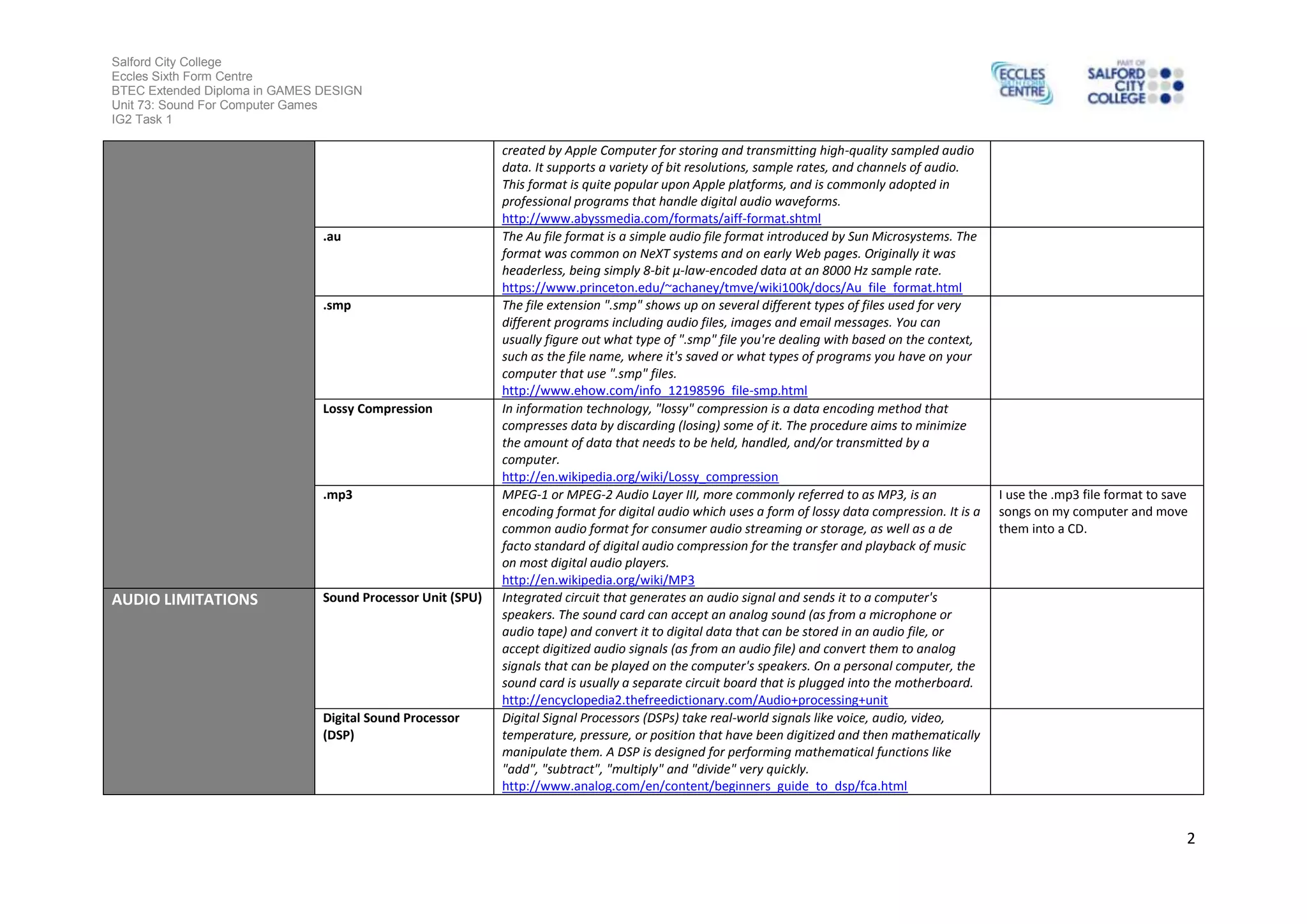 Ig2 task 1 work sheet | DOCX