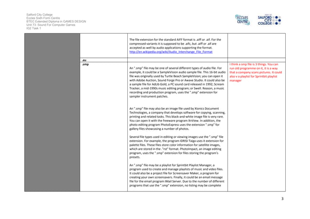 Ig2 task 1 work sheet | DOCX | Digital Audio | Computer Software and Applications