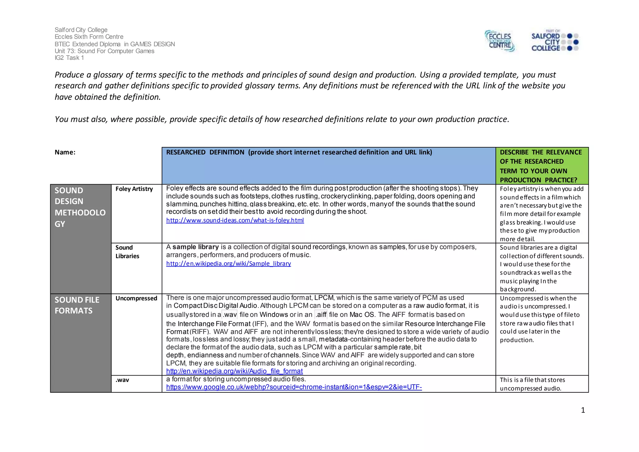 Ig2 task 1 work sheet | PPT