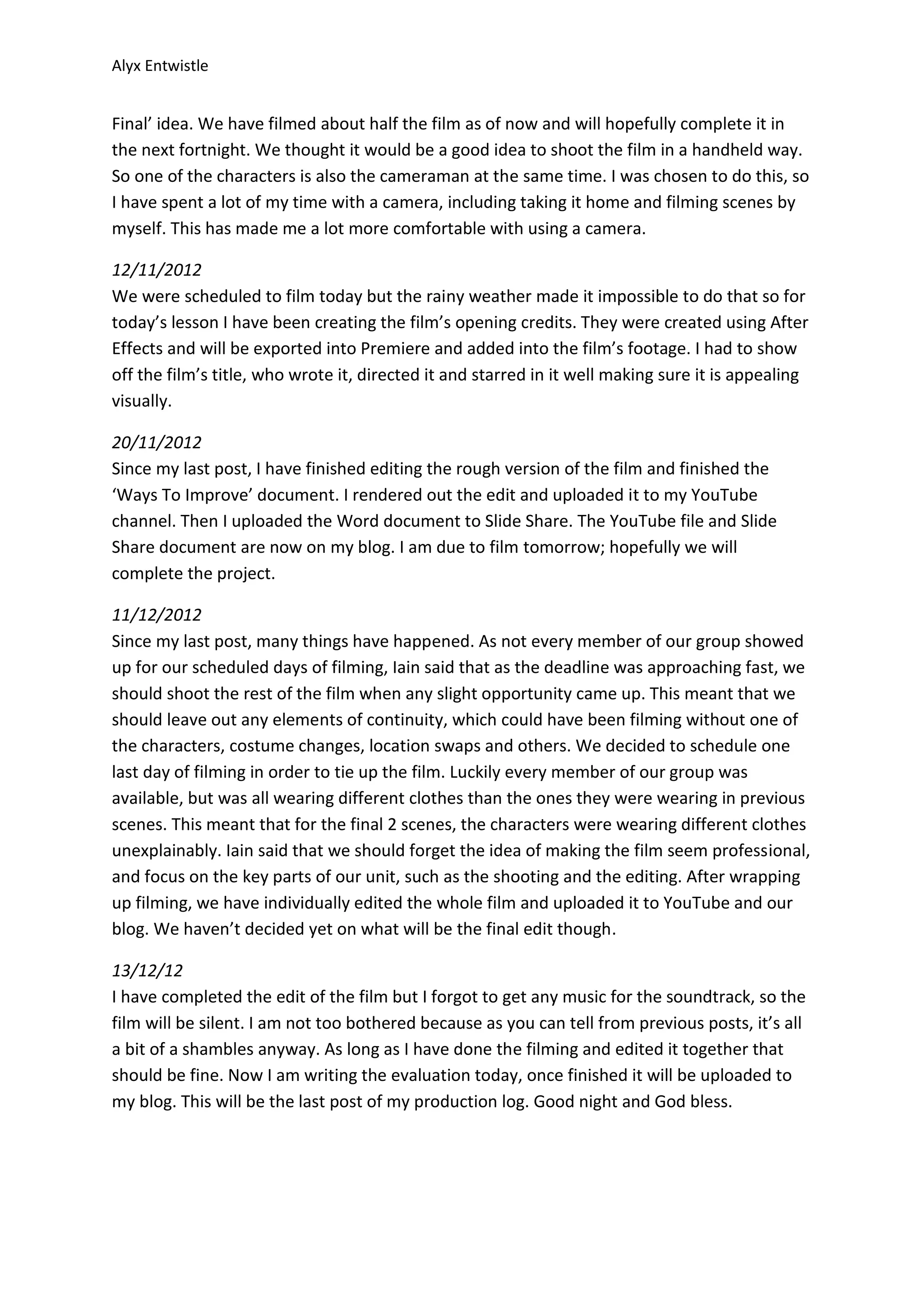 IG3 Production Log | DOCX