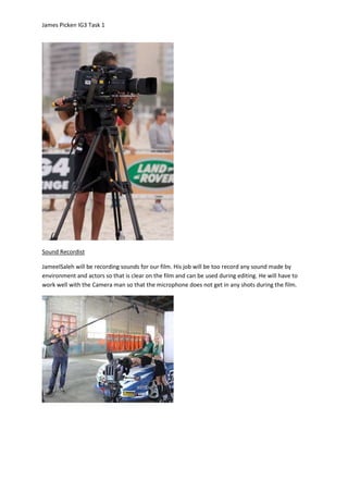 Ig3 production roles | DOCX | Video Production | Content Production