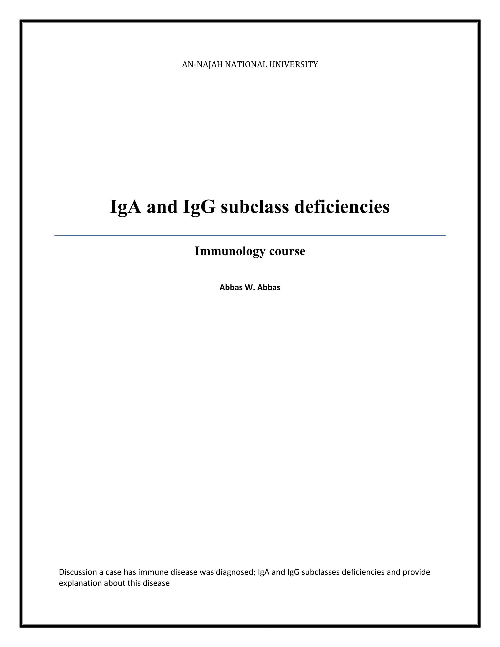 Ig a and igg subclass deficiencies | PDF