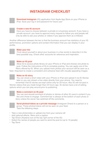 Instagram checklist | PDF