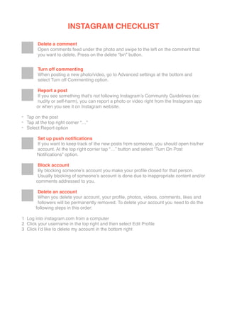 Instagram checklist | PDF