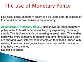 presentation on monetary policy for IGCSE economics | PPTX