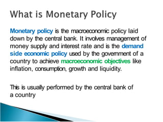 presentation on monetary policy for IGCSE economics | PPTX