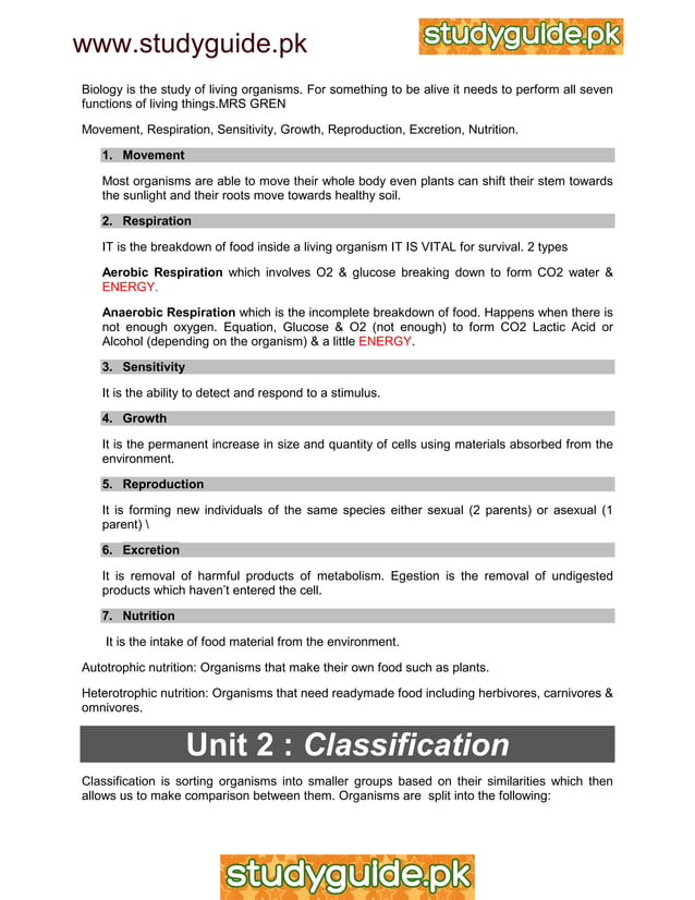 IGCSE Biology Revision Notes | PDF