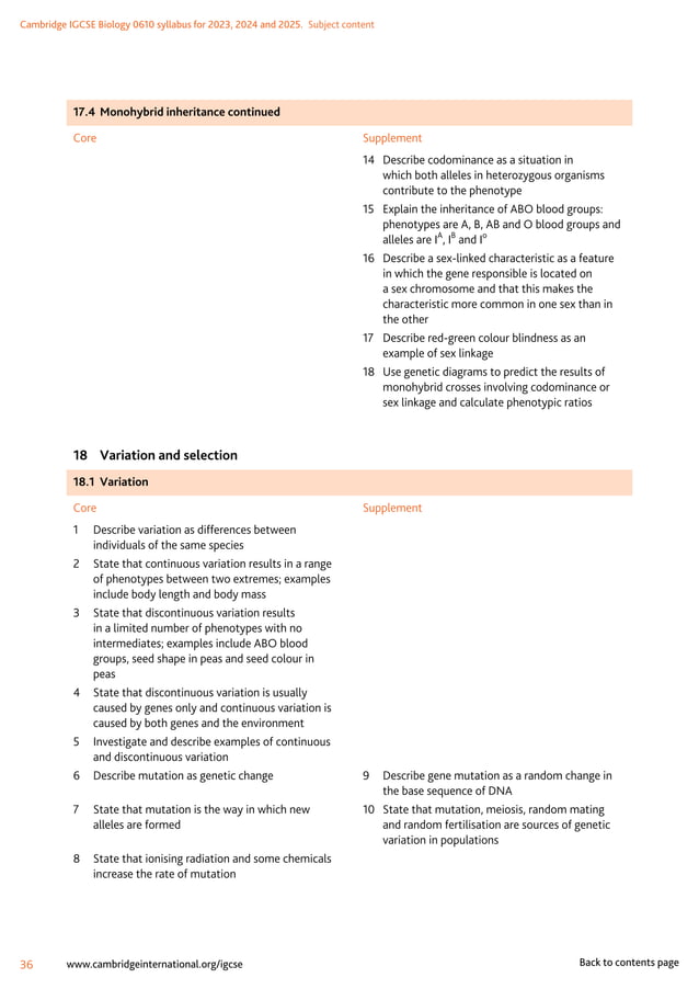 IGCSE Biology (0610) syllabus for the year 2023-2025 | PDF