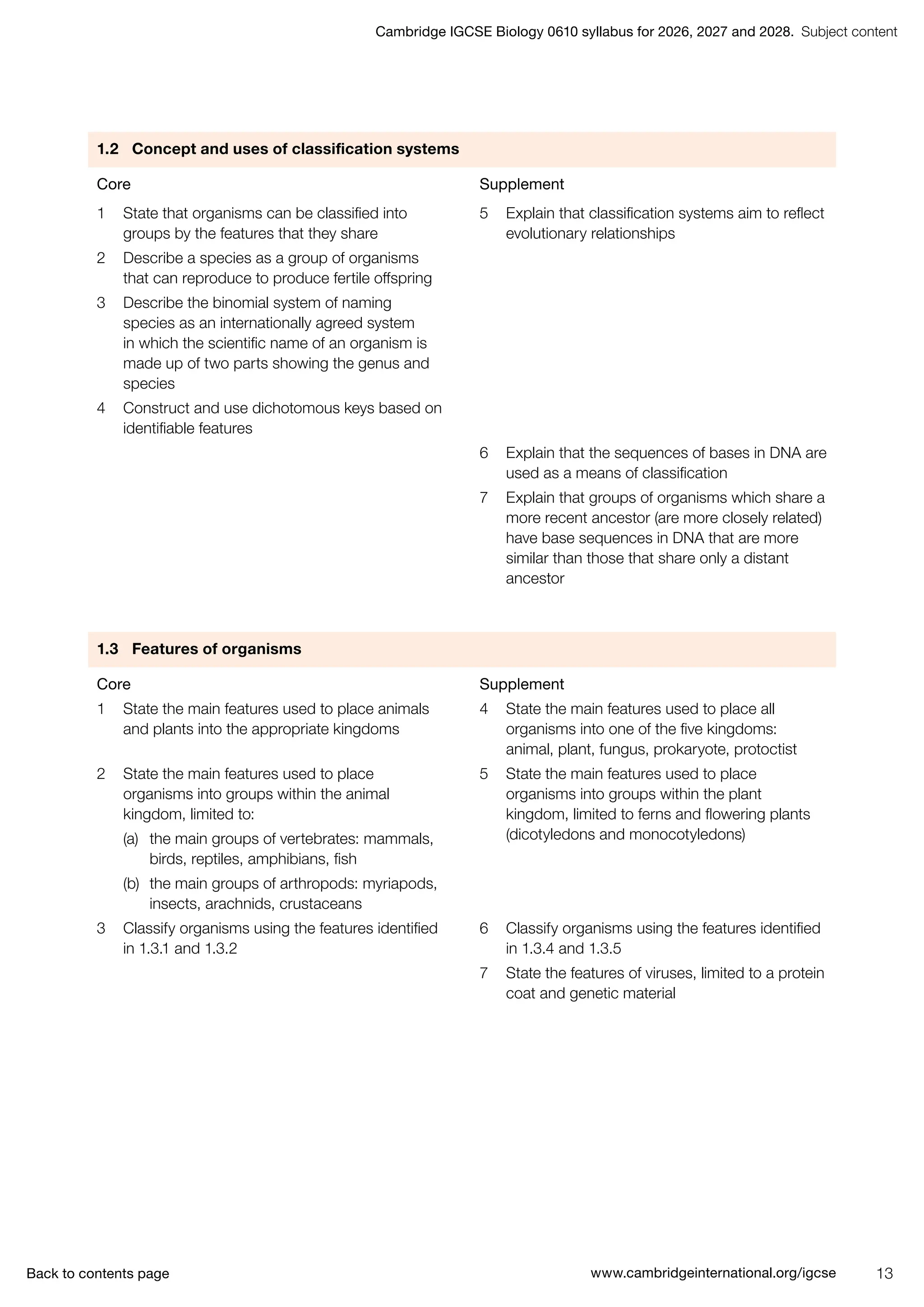 IGCSE Biology (0610) 2026-2028 syllabus. | PDF