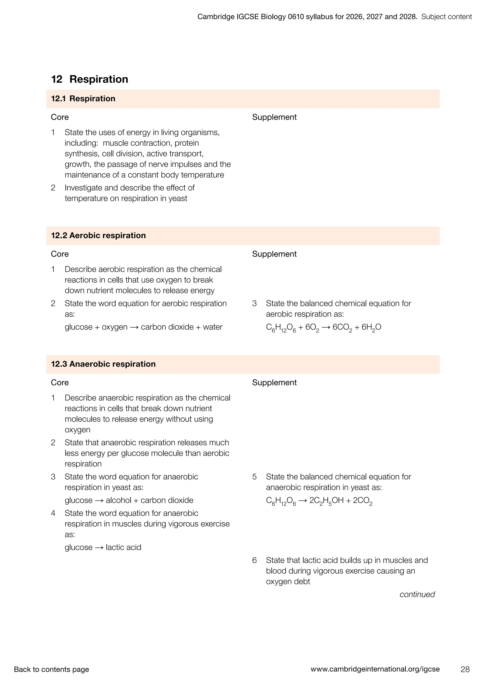 IGCSE Biology (0610) 2026-2028 syllabus. | PDF
