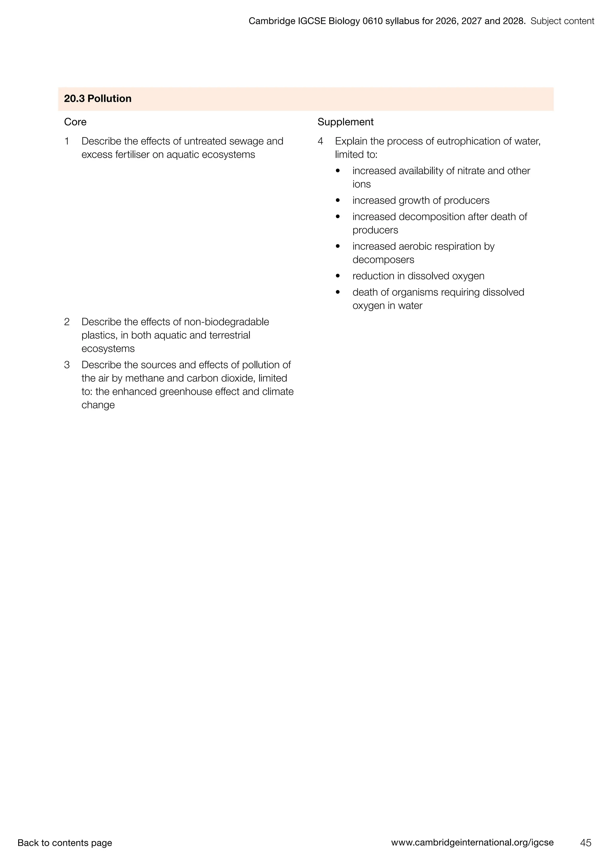 IGCSE Biology (0610) 2026-2028 syllabus. | PDF