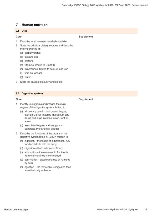 IGCSE Biology (0610) 2026-2028 syllabus. | PDF