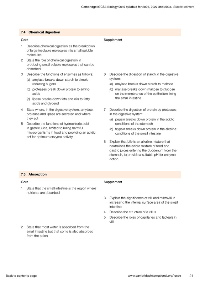 IGCSE Biology (0610) 2026-2028 syllabus. | PDF