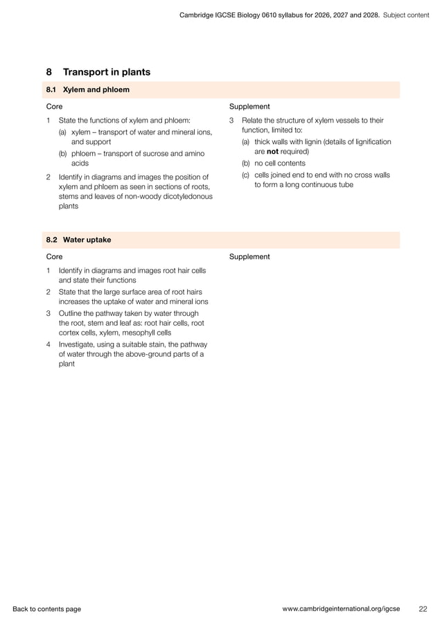 IGCSE Biology (0610) 2026-2028 syllabus. | PDF