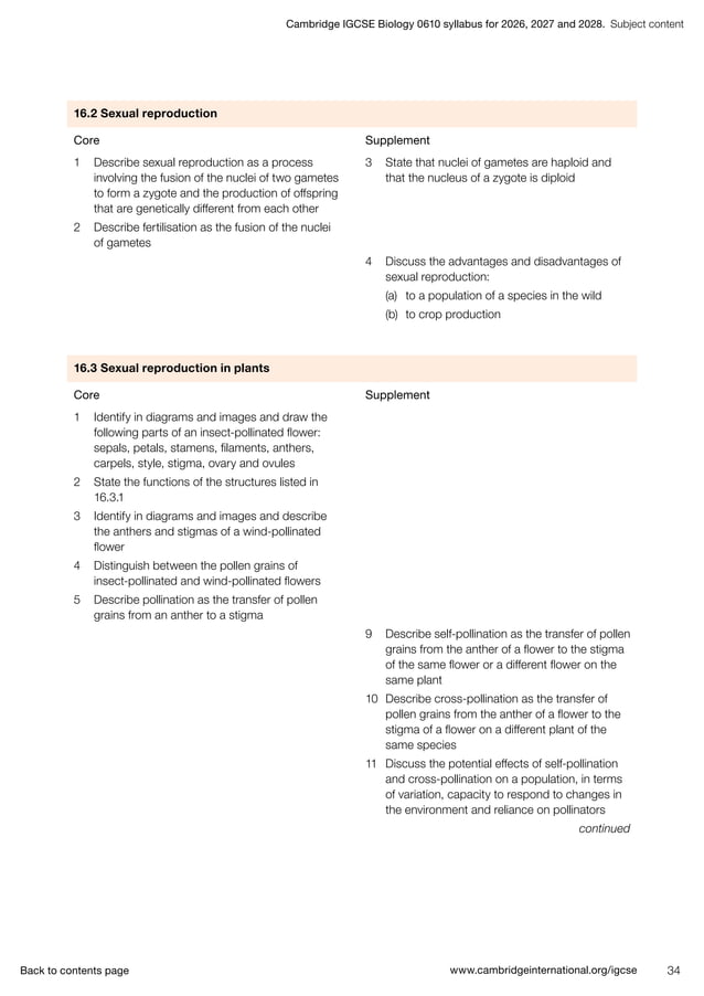 IGCSE Biology (0610) 2026-2028 syllabus. | PDF