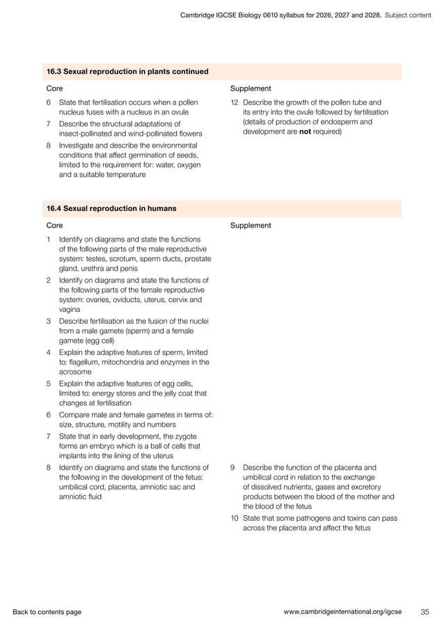 IGCSE Biology (0610) 2026-2028 syllabus. | PDF