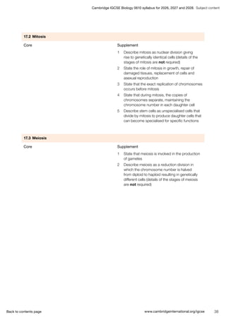 IGCSE Biology (0610) 2026-2028 syllabus. | PDF