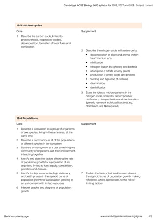 IGCSE Biology (0610) 2026-2028 syllabus. | PDF