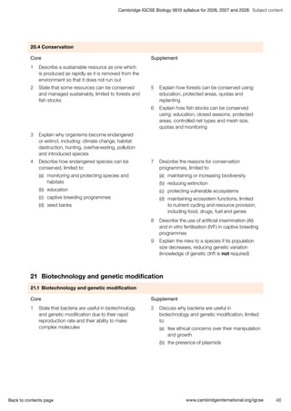 IGCSE Biology (0610) 2026-2028 syllabus. | PDF