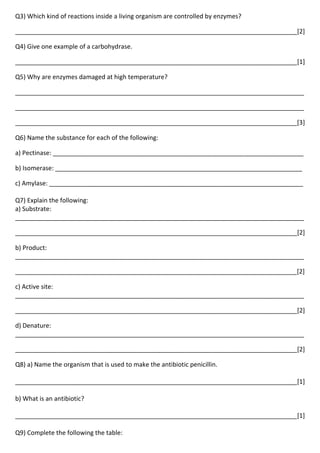 Igcse biology concepts revision chapter 1 to 8 | PDF