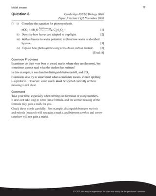 Igcse biology model answers | PDF