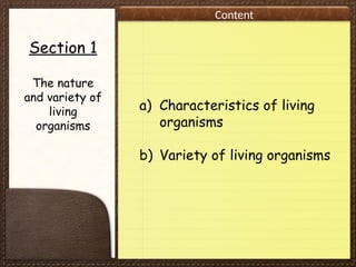 characteristics of living organisms grade 9 | PPT