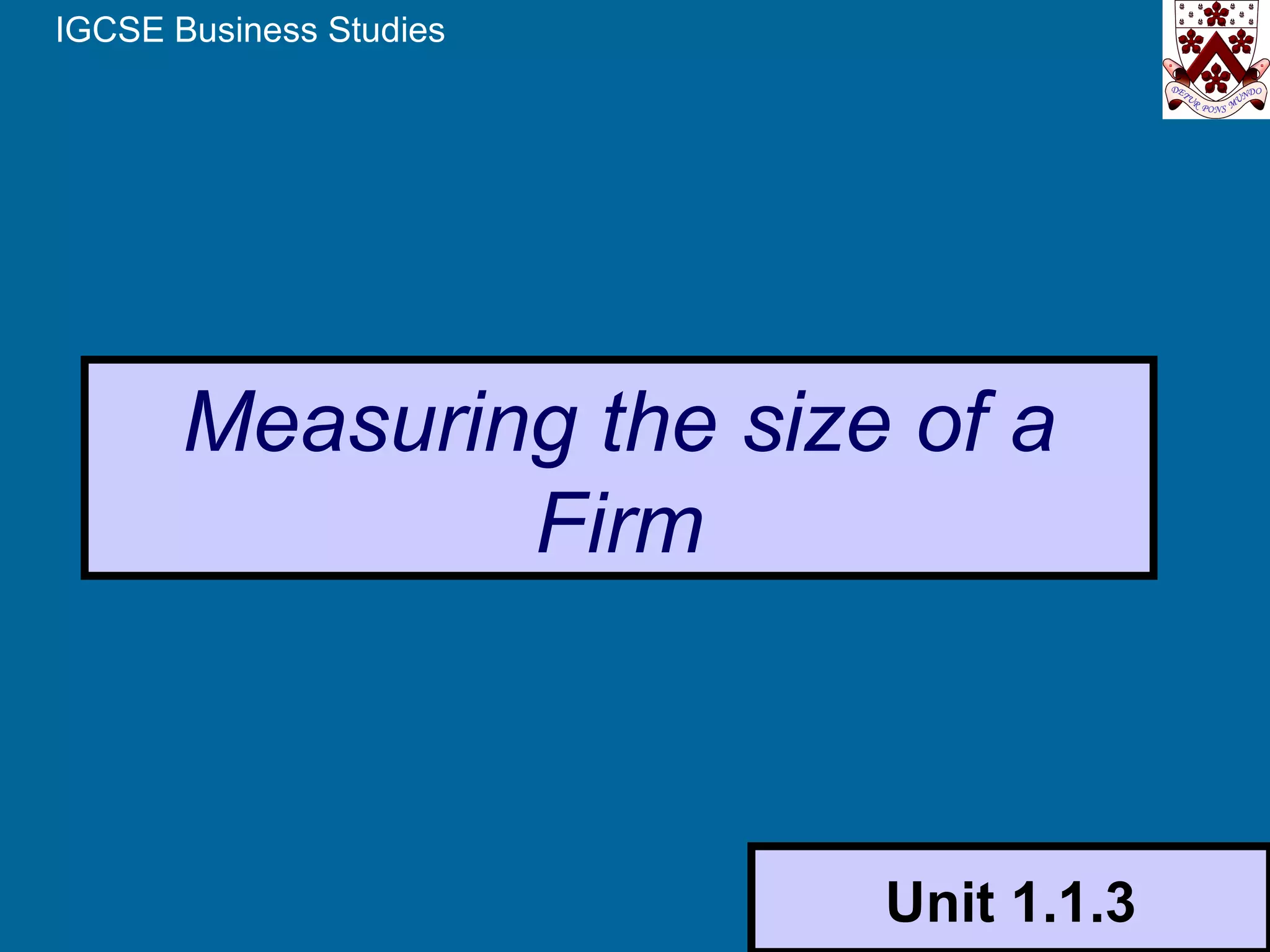 Igcse bs measuring size 2012 | PPT | Business Accounting & Finance ...