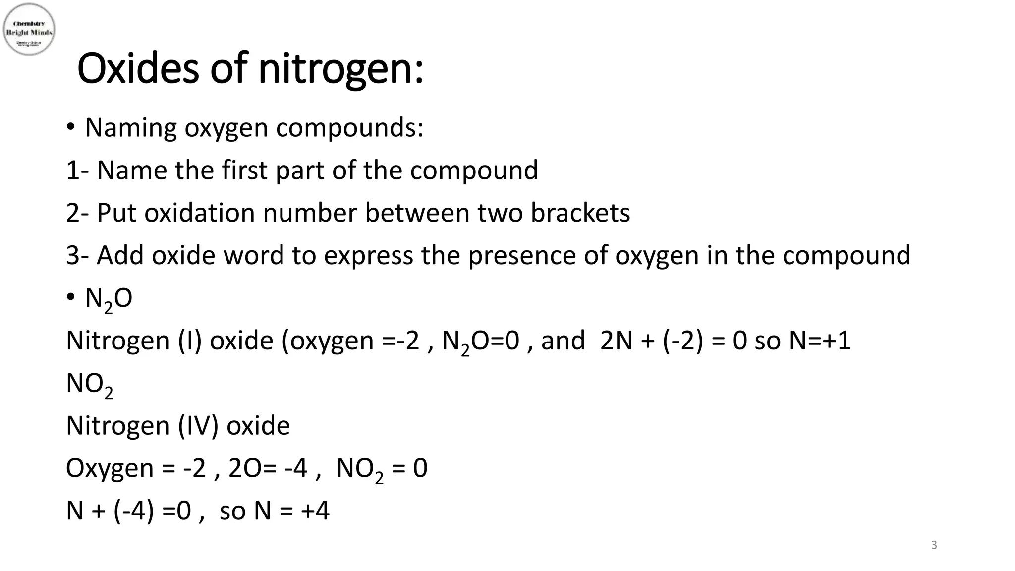Naming compounds and Balancing chemical equations using oxidation ...