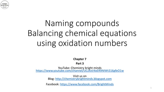 Naming compounds and Balancing chemical equations using oxidation ...