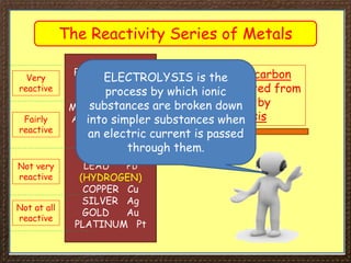 iGCSE Chemistry Section 1 electro chemis | PPT