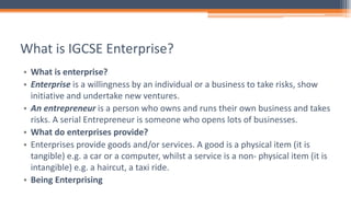 Igcse enterprise cambridge international examination | PPTX | Business ...