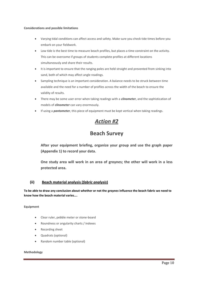 Igcse geography coastal environments fieldwork | PDF