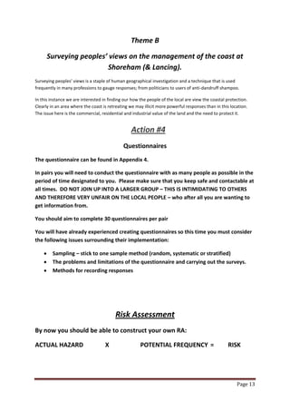 Igcse geography coastal environments fieldwork | PDF