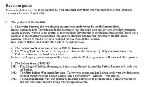 Igcse history (0470) depth study part 1 the first world war 1914 1918 ...