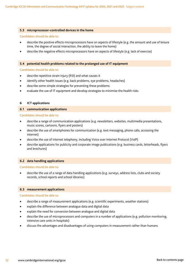 Igcse ict syllabus | PDF | Computing | Technology & Computing
