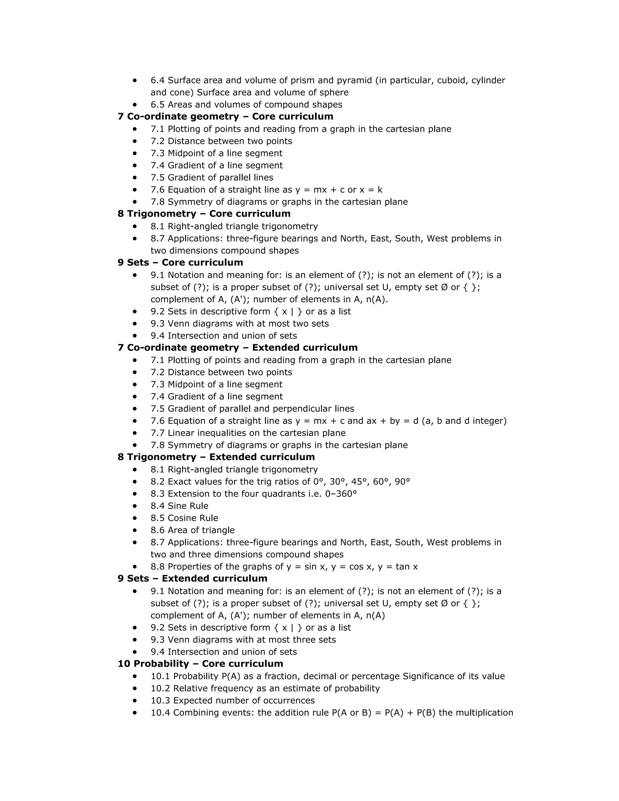Igcse international mathematics extended standards | DOCX | Geography ...
