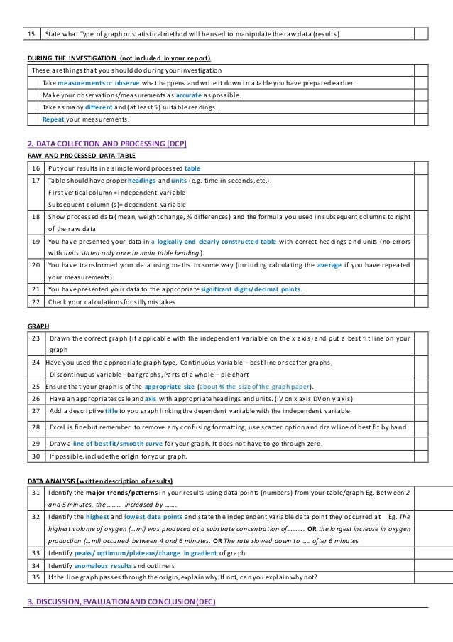 IGCSE Lab Report Headings and Checklist Guidance