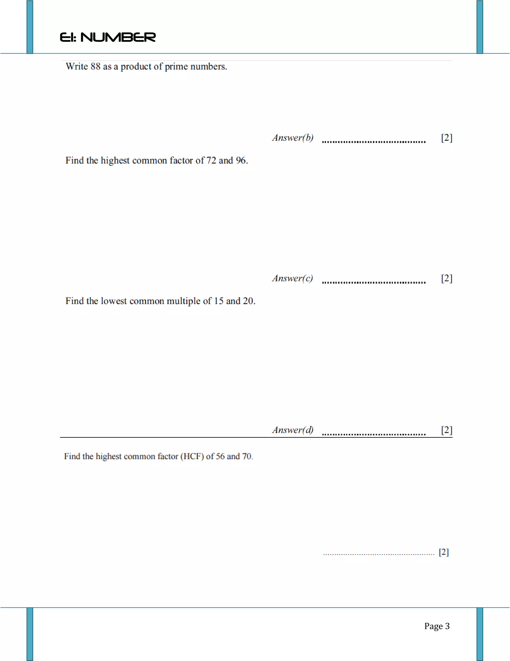 Igcse 0580 math extended:NUMBER | PDF