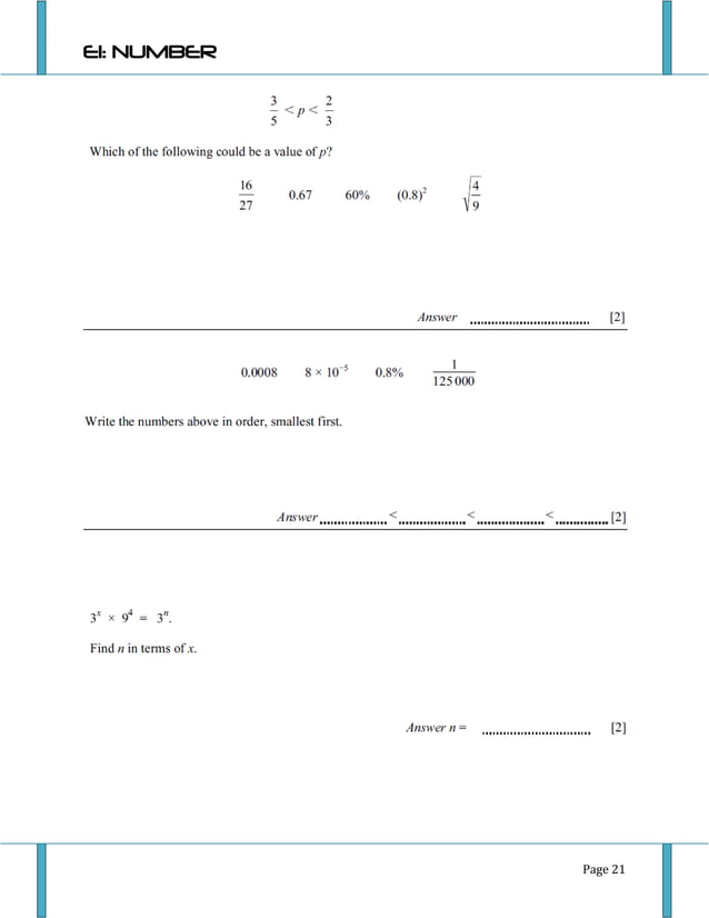 Igcse 0580 math extended:NUMBER | PDF | Education