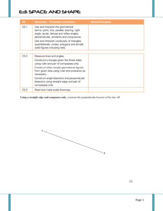 Igcse 0580 math extended: SPACE AND SHAPE | PDF