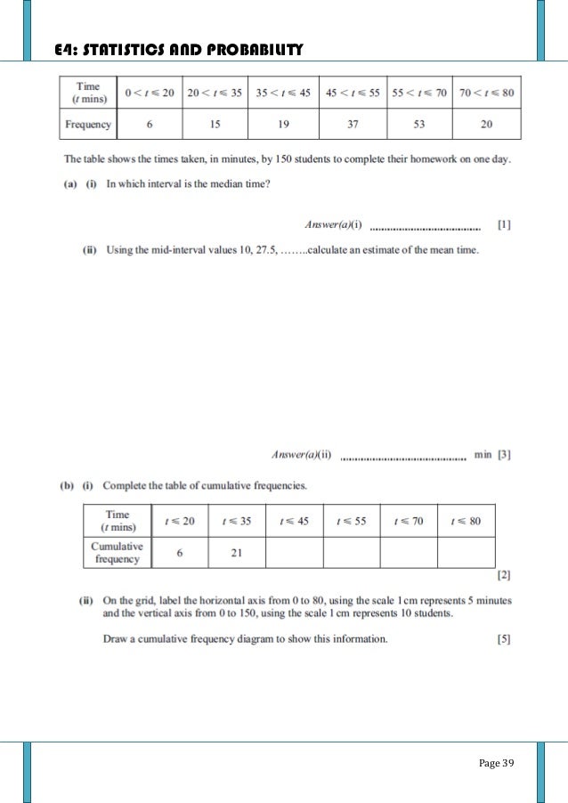 Igcse 0580 Math Extended Statistics
