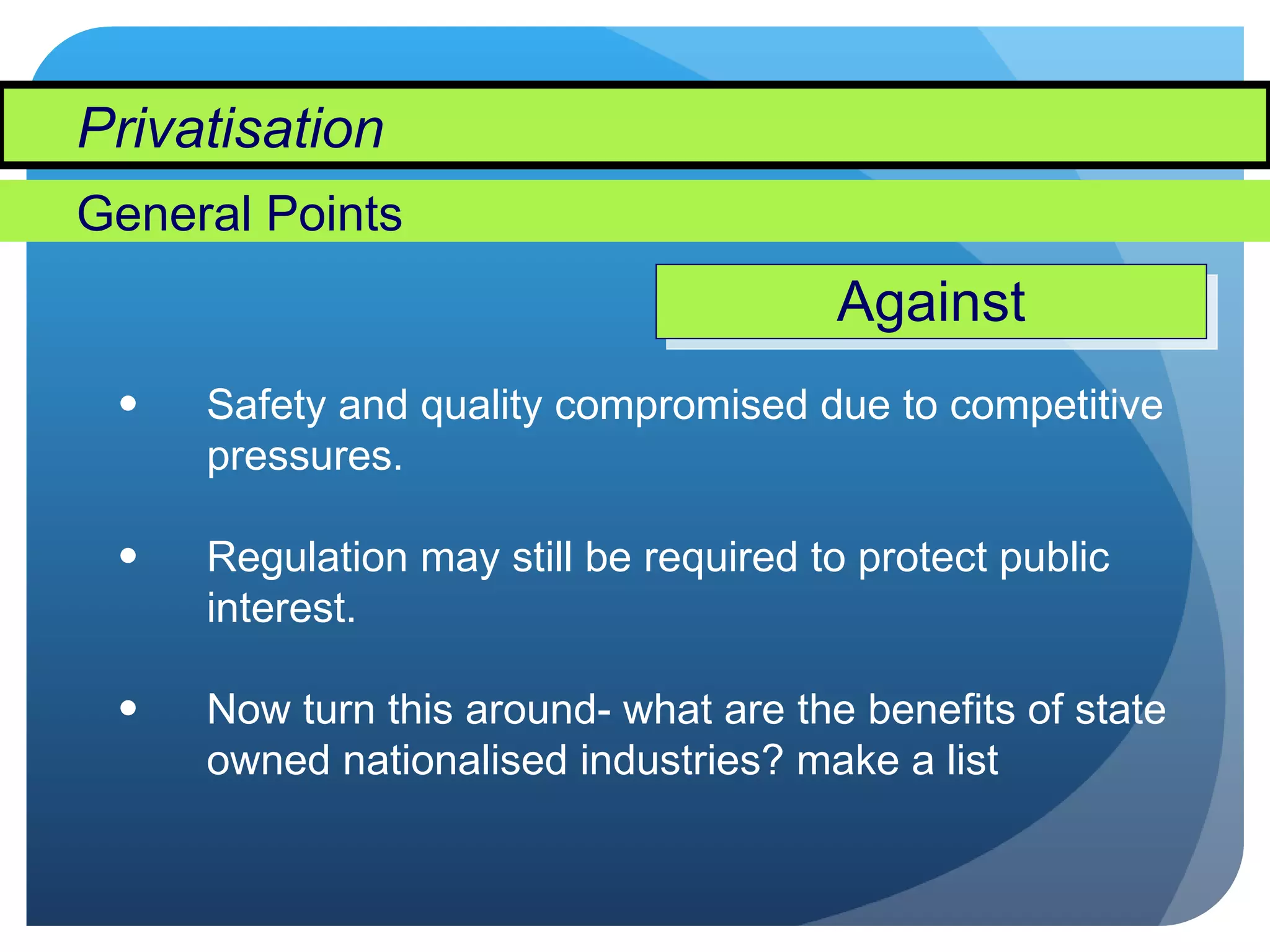 Igcse nationalised industries and privatisation | PPT