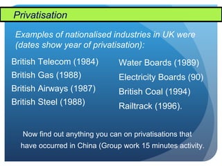 Igcse nationalised industries and privatisation | PPT