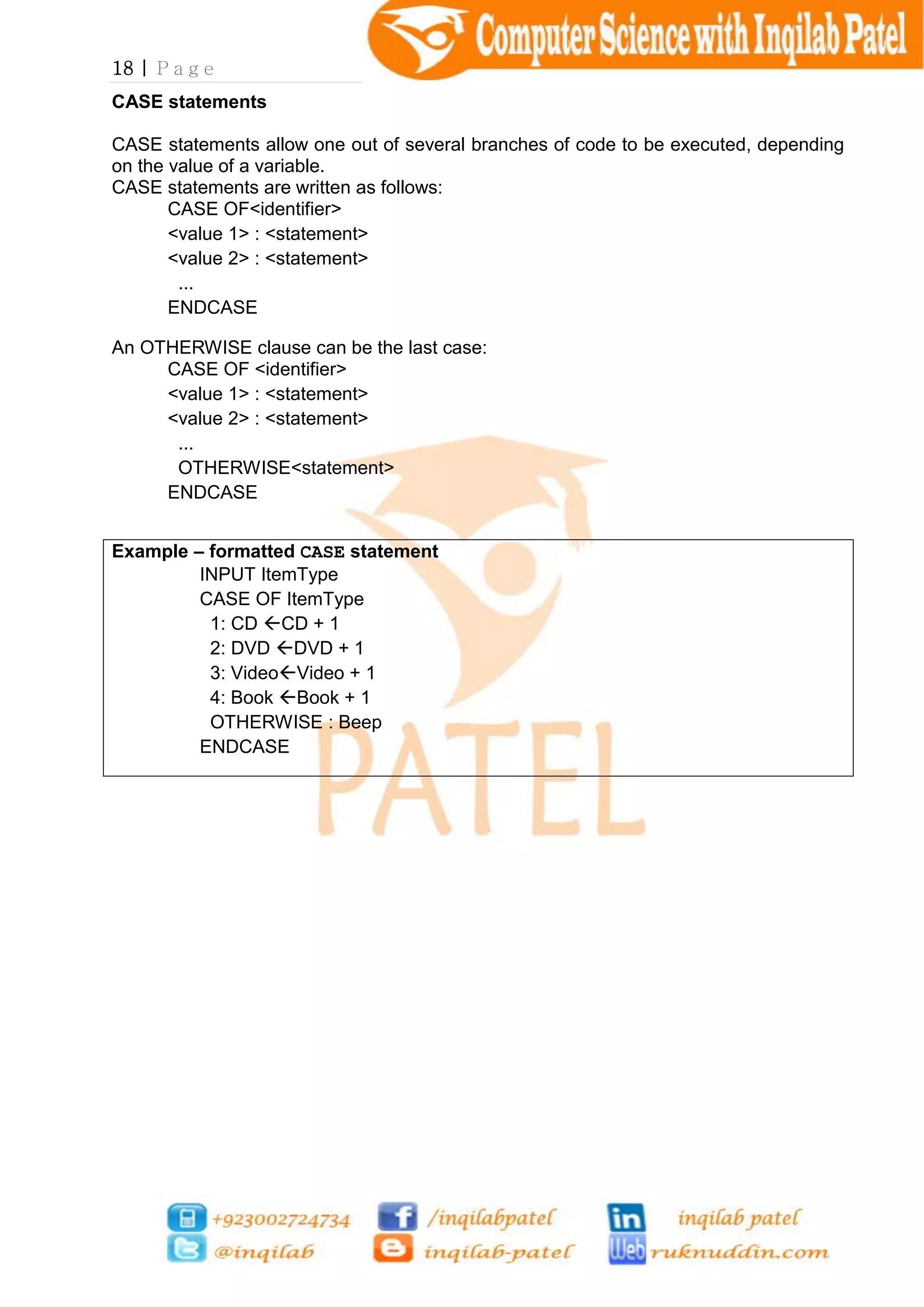 IGCSE & O Level Computer Workbook for P2 by Inqilab Patel | PDF | Programming Languages | Computing